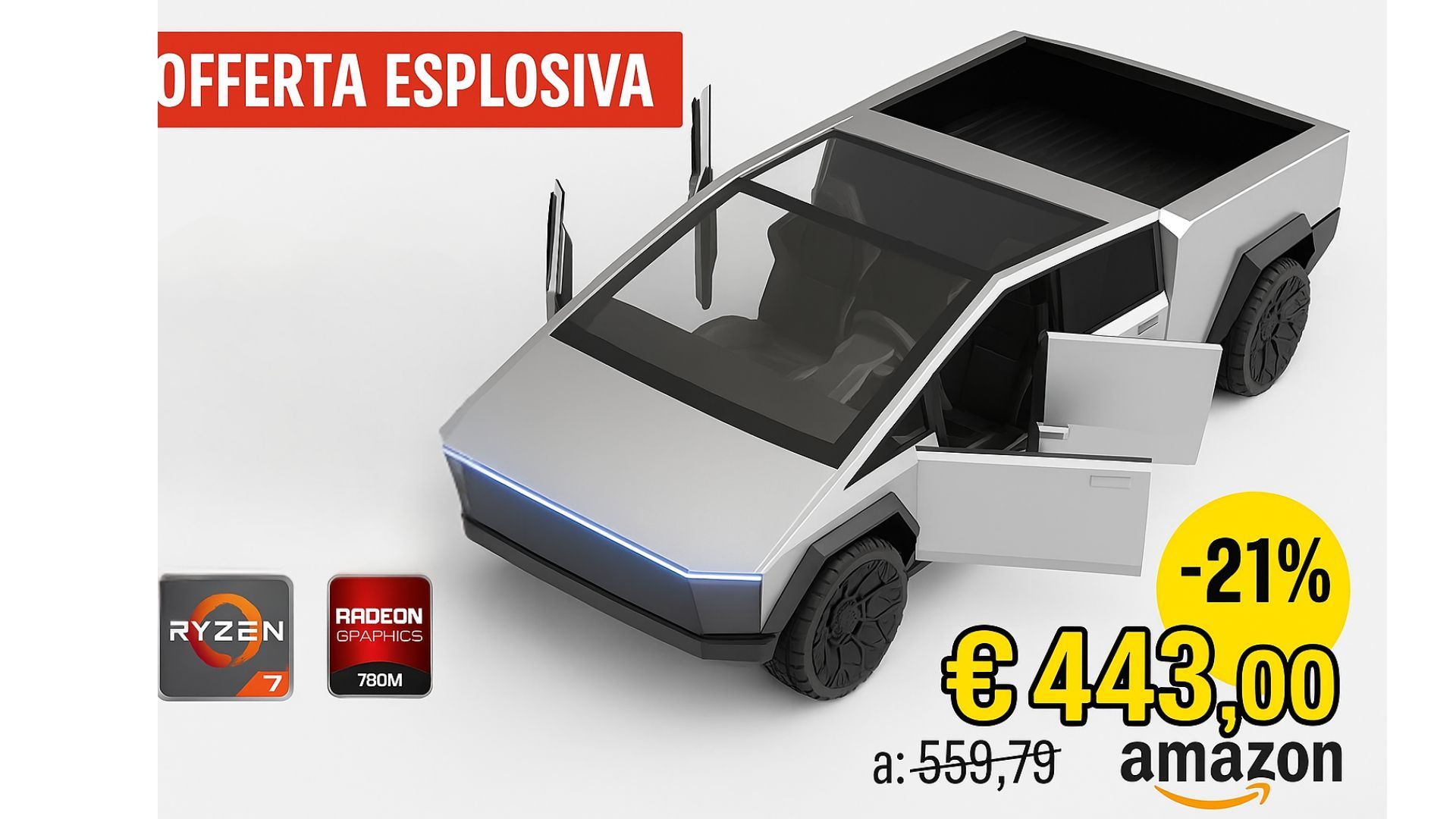 Cybertruck Mini Gaming PC con Ryzen 7 a prezzo folle su Amazon: solo 443€!